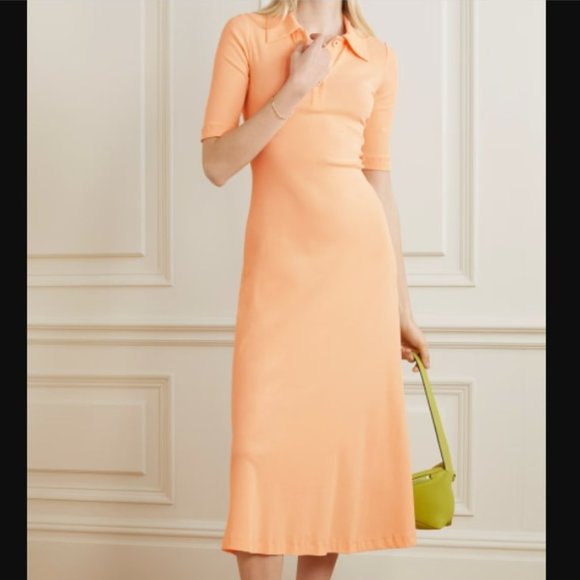 Rosetta Getty | Dresses | Rosetta Getty Peach Cotton Polo Midi Dress ...